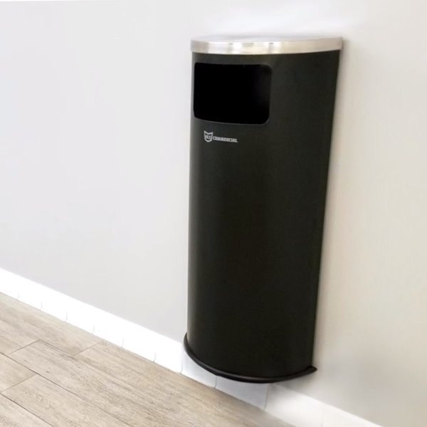 9 gal Half-Round Trash Can, Silver, Stainless Steel, HLS COMMERCIAL ...