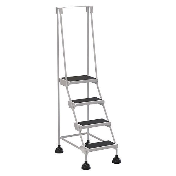 72.9375 H Steel Commercial Spring Loaded Rolling Ladder, 4 Steps ...