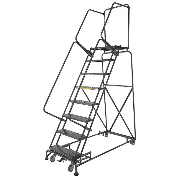 113 in H Steel Rolling Ladder, 8 Steps, 450 lb Load Capacity, Ballymore ...