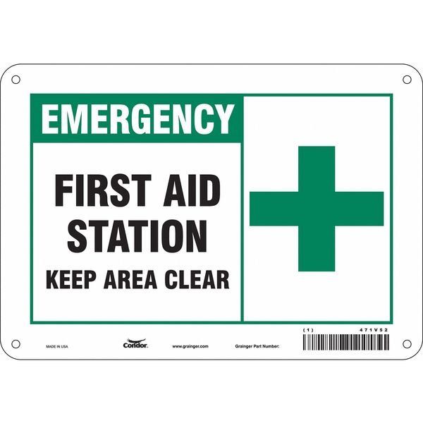 First Aid Station Keep Area Clear, 10 in W x 7 in H, Vertical Rectangle ...