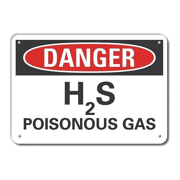 Plastic H(2)S Poisonous Gas Danger Sign, 10 in H, 14 in W, Horizontal ...